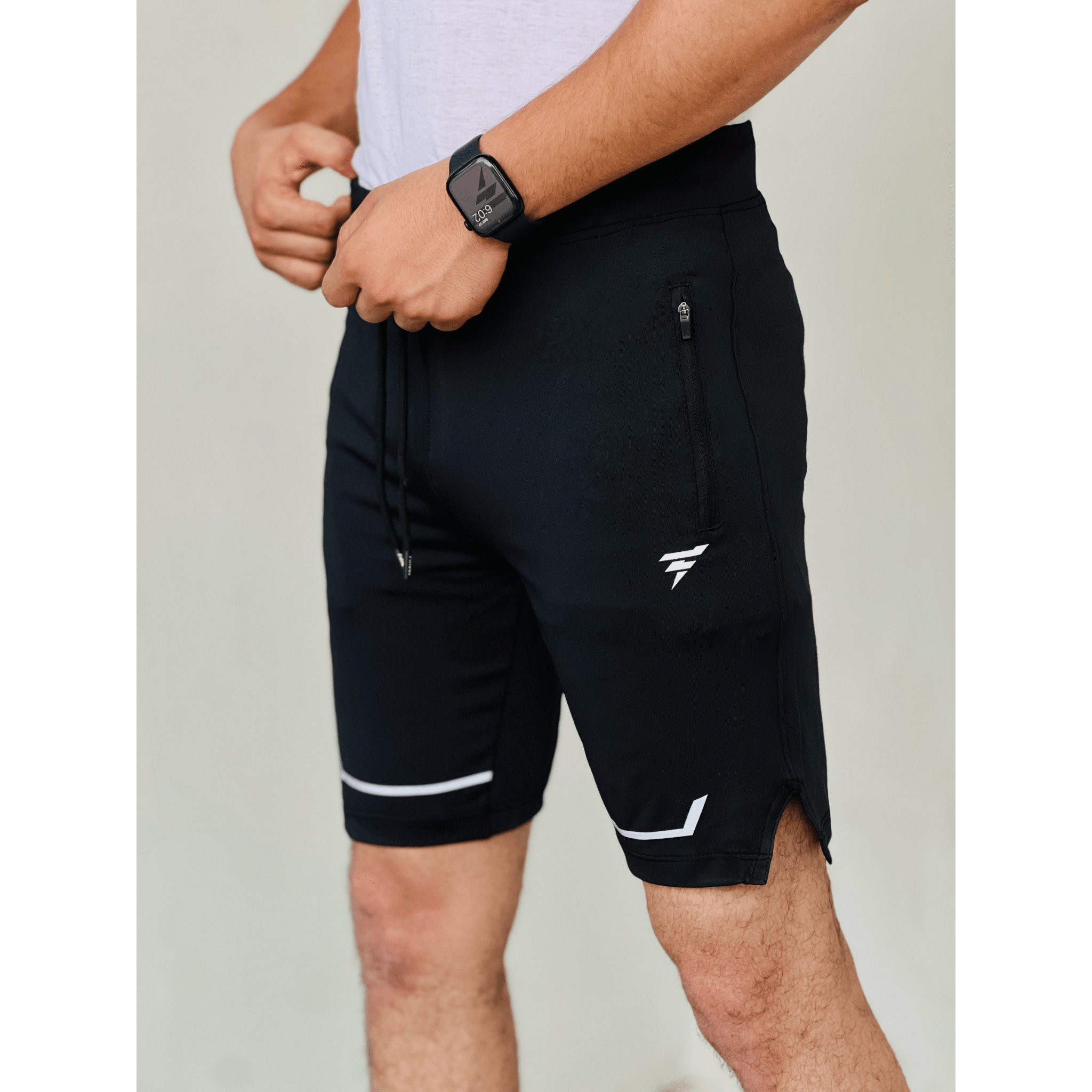 ALL BLACK MICRO INTERLOCK WITH LACKRA TRAINING SHORTS – FITTEEZ FASHIONS